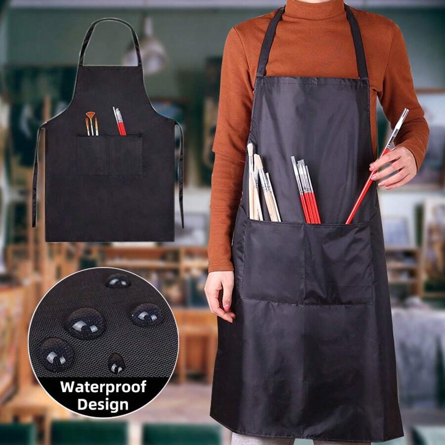 Xin Bowen Professional Waterproof Painting Aprons For Acrylics, Oils And Watercolours, With 2 ...