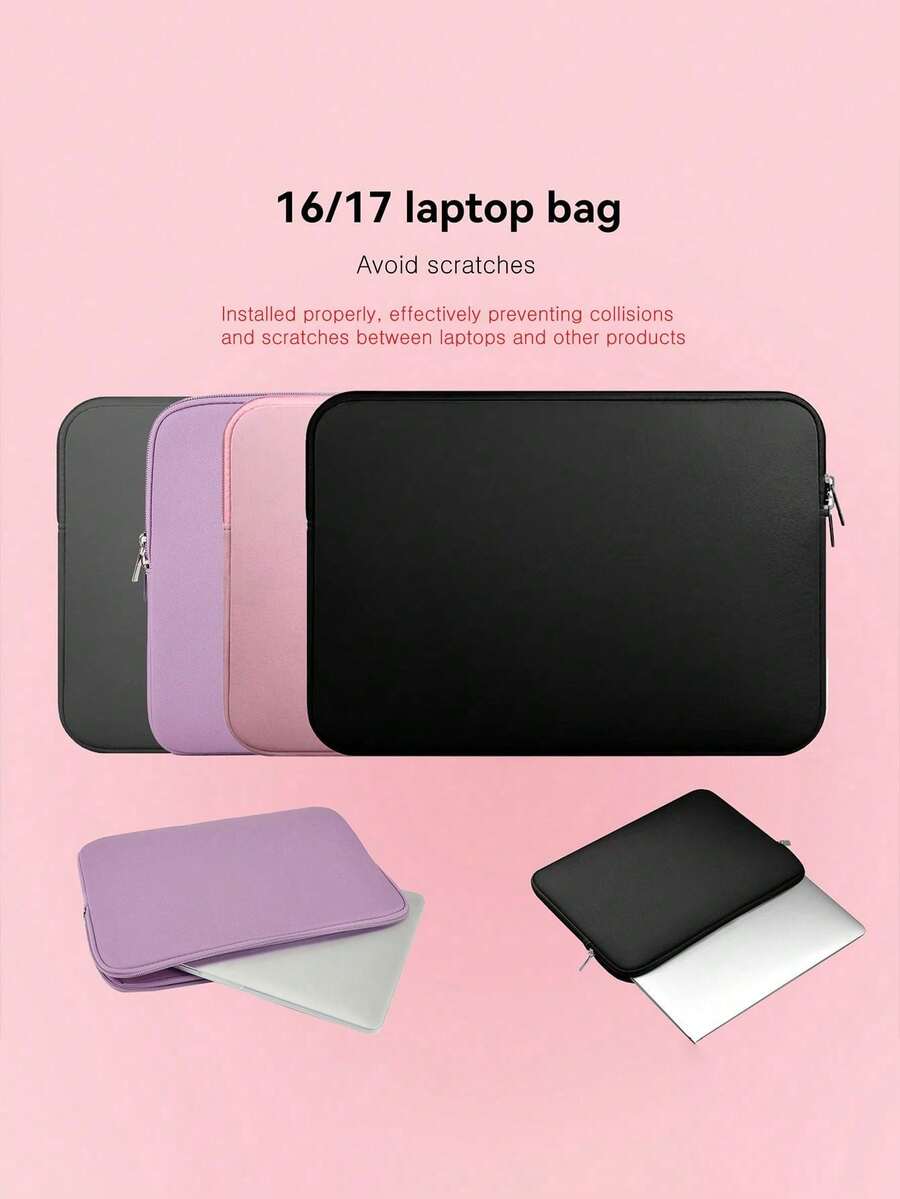 1pc Polyester Solid Color Large Capacity Fully Enclosed Sleeve Tablet ...