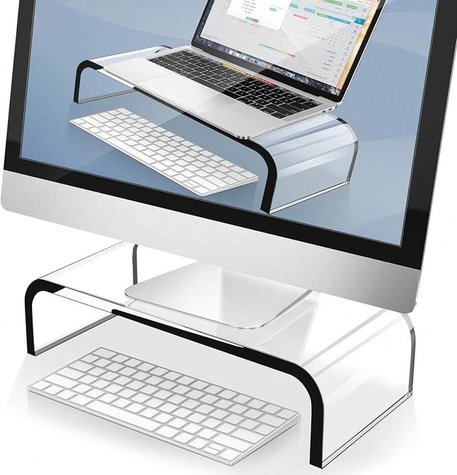 AboveTEK Acrylic Monitor Stand, Premium Large Monitor Riser 20 Inch ...