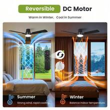 42" Modern Ceiling Fans With Light - 6 Speed, Remote Control, Reverse ...