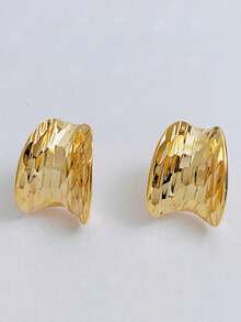 2pcs Asymmetrical Geometric No Piercing Ear Clip Earrings, Minimalist ...