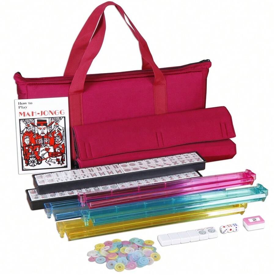 American Mahjong Set 166 Tiles 4 Color Complete Mah Jong Set Racks ...