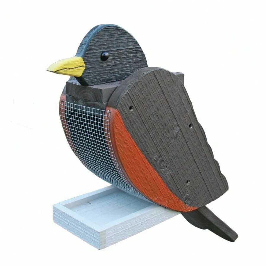 American Robin Bird Feeder - Large And Bright Solid Wood Feeder ...