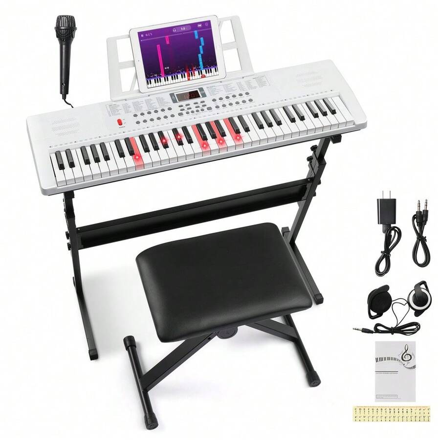 Ktaxon 61-Key Portable Electronic Keyboard Piano Organs With Bench ...