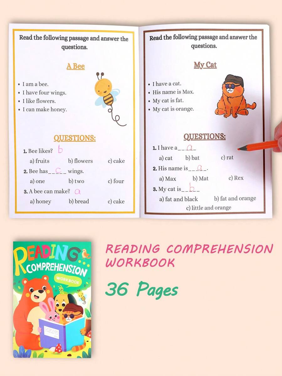 Libro de trabajo de comprensión lectora de 36 páginas para niños de 3 a ...