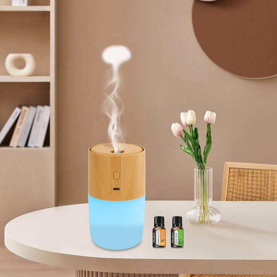 Wood Grain Essential Oil Diffuser 300ml Ultrasonic Humidifier For Fresh ...