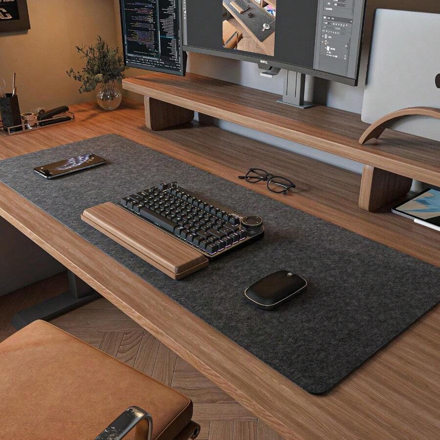 Felt Desk Mat | Computer Mat For Desk(36x12Inches) | Large Felt Mouse ...