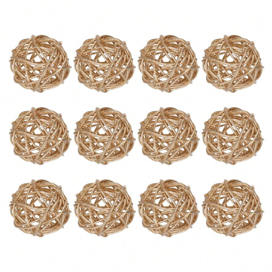 12 Pcs Wicker Rattan Balls Decorative Balls For Vase Fillers, Wedding ...