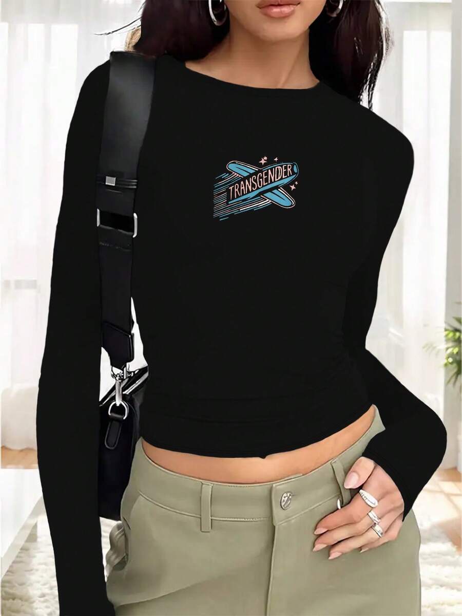 Pride Transgender In Dynamic Text Women's Fashion Long Sleeve Clothing ...