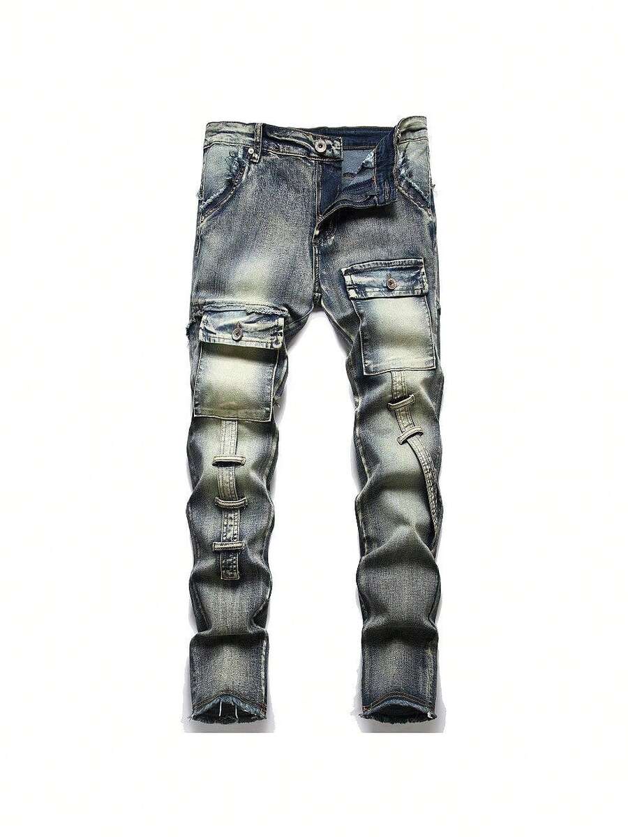 Nostalgic Ripped Jeans Straight European And American Jeans Men's ...