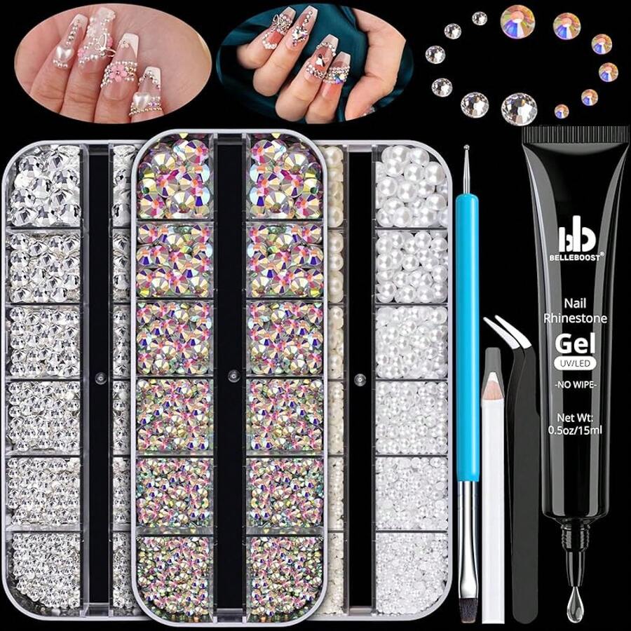 Art Rhinestone Glue Gel & 2 Boxes Flatback Gems Kit, 1 Tube Of 15ml ...
