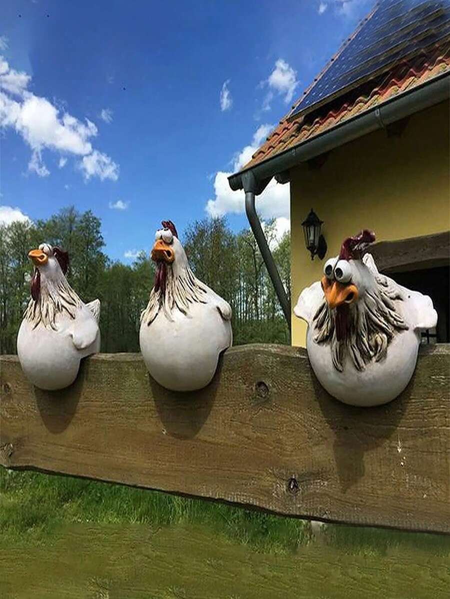 Fun Farm Chicken Statues Outdoor Garden Decoration Ornaments Rural ...