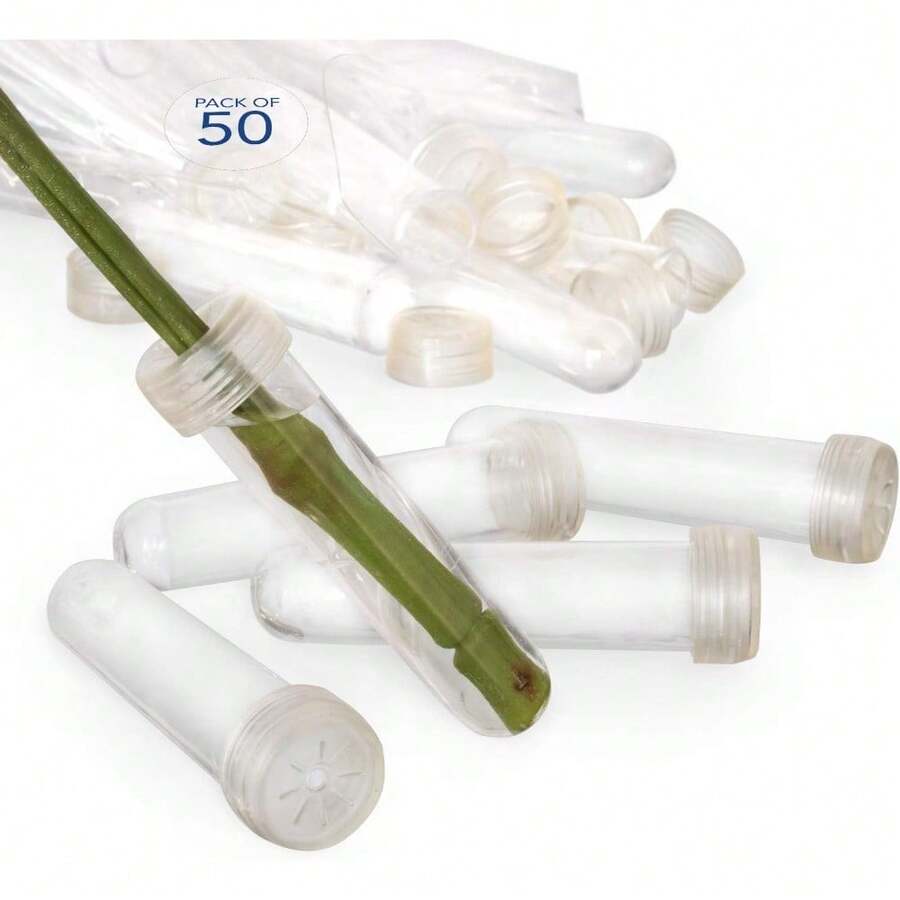 Local Delivery-- Floral Water Tubes With Caps – 3" Clear Plastic Flower ...