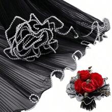 2pcs Crinkle Pearl Floral Wrapping Paper, Crinkle Pearl Organza Flower ...