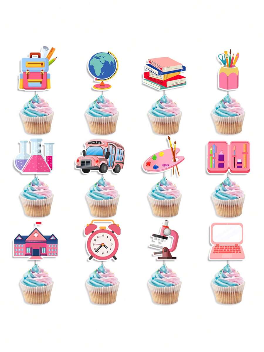 48/12/1pc Back ToSchool Cake Topper, Cupcake Toppers, First Day Of ...