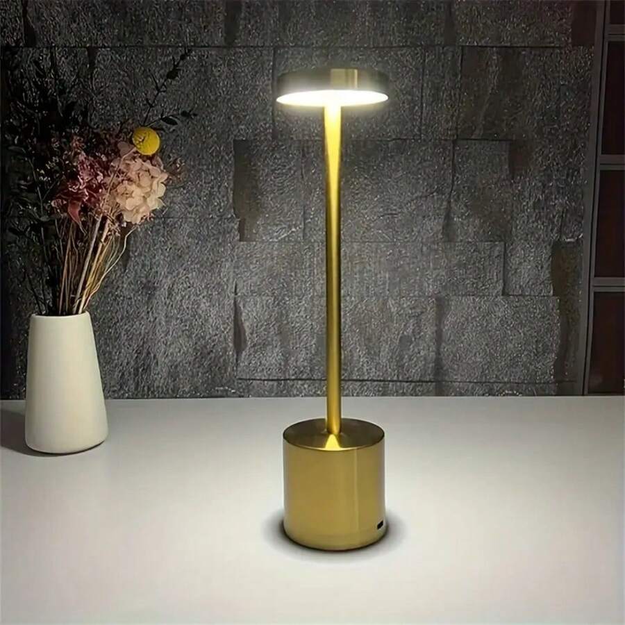 Table Lamp Bedside Desk Lamp LED 3 In 1 USB Rechargeable Gold Black ...