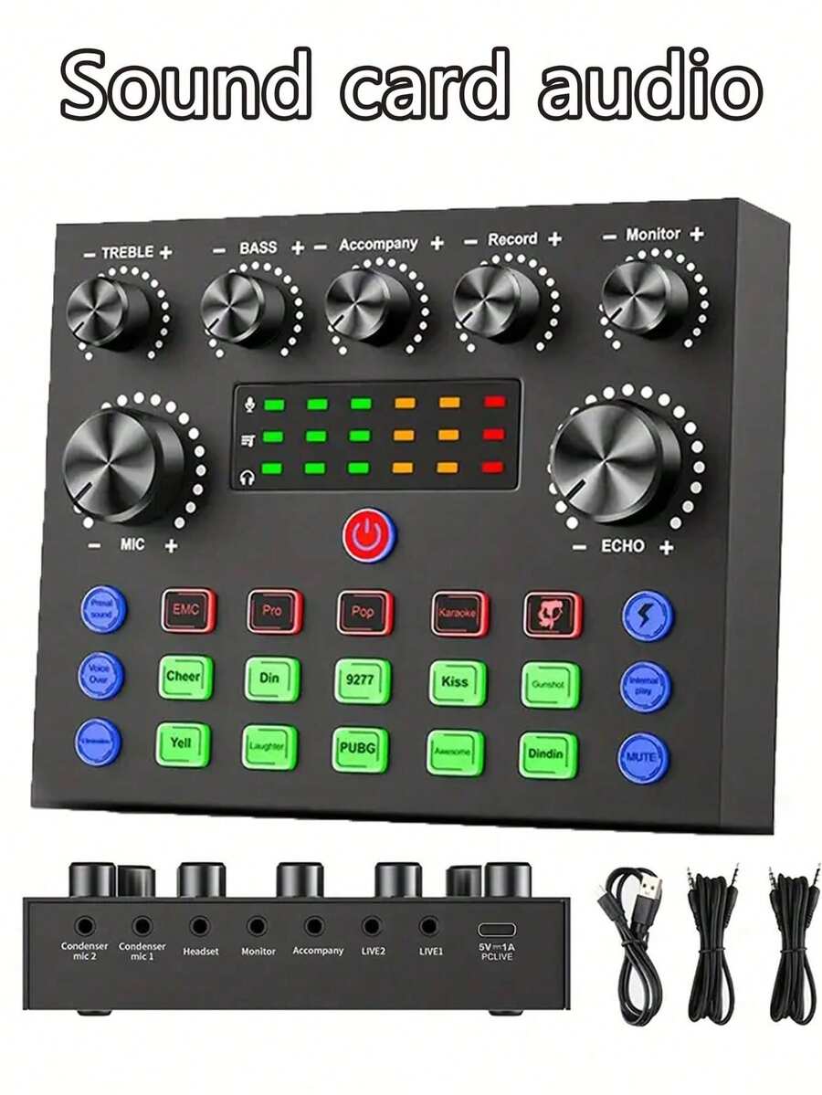 YAIUZGOO Live Audio Sound Card With Voice Changer - USB Powered ...