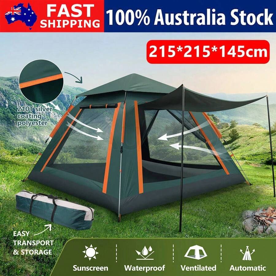 Instant Camping Tent 2-3 Person Auto Pop Up Family Hiking Beach Sun ...