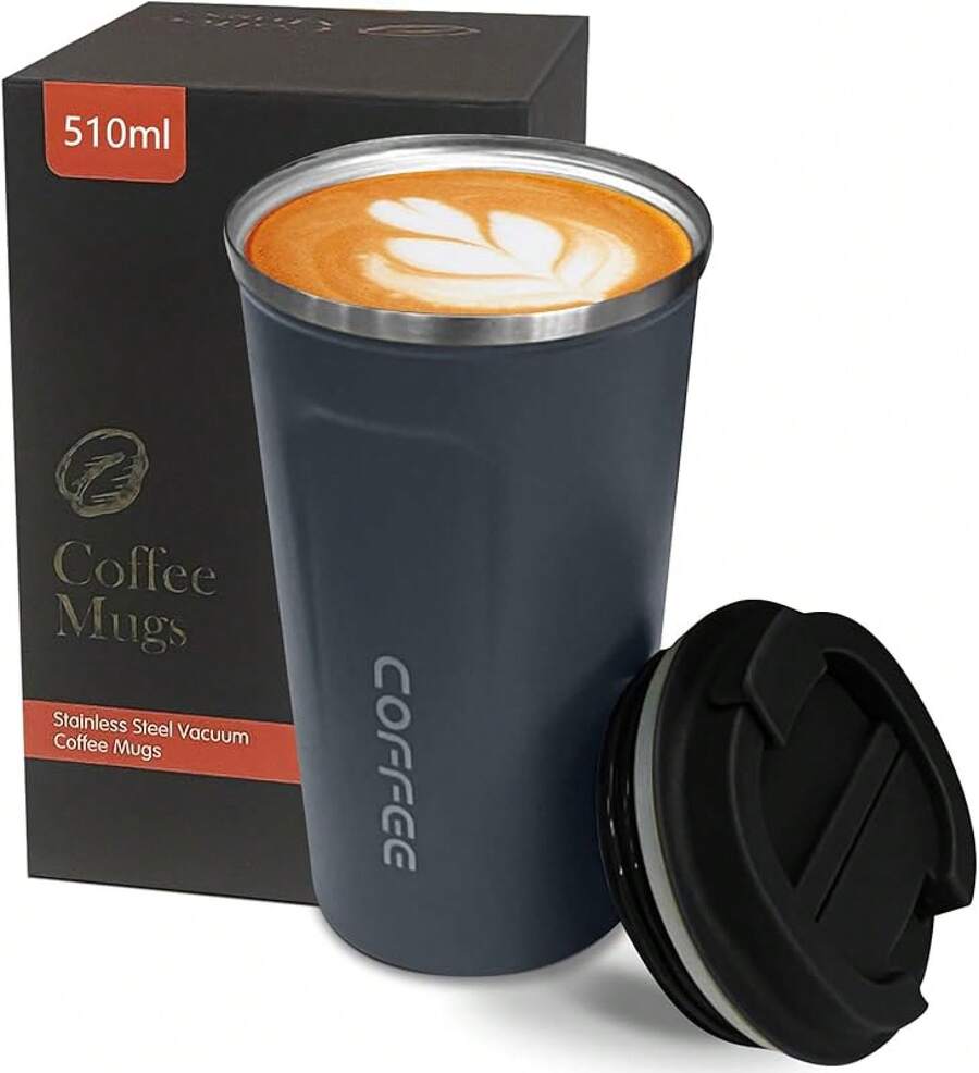 YINBAOGE Insulated Travel Coffee Mug, Spill & Leak Proof, Portable To ...