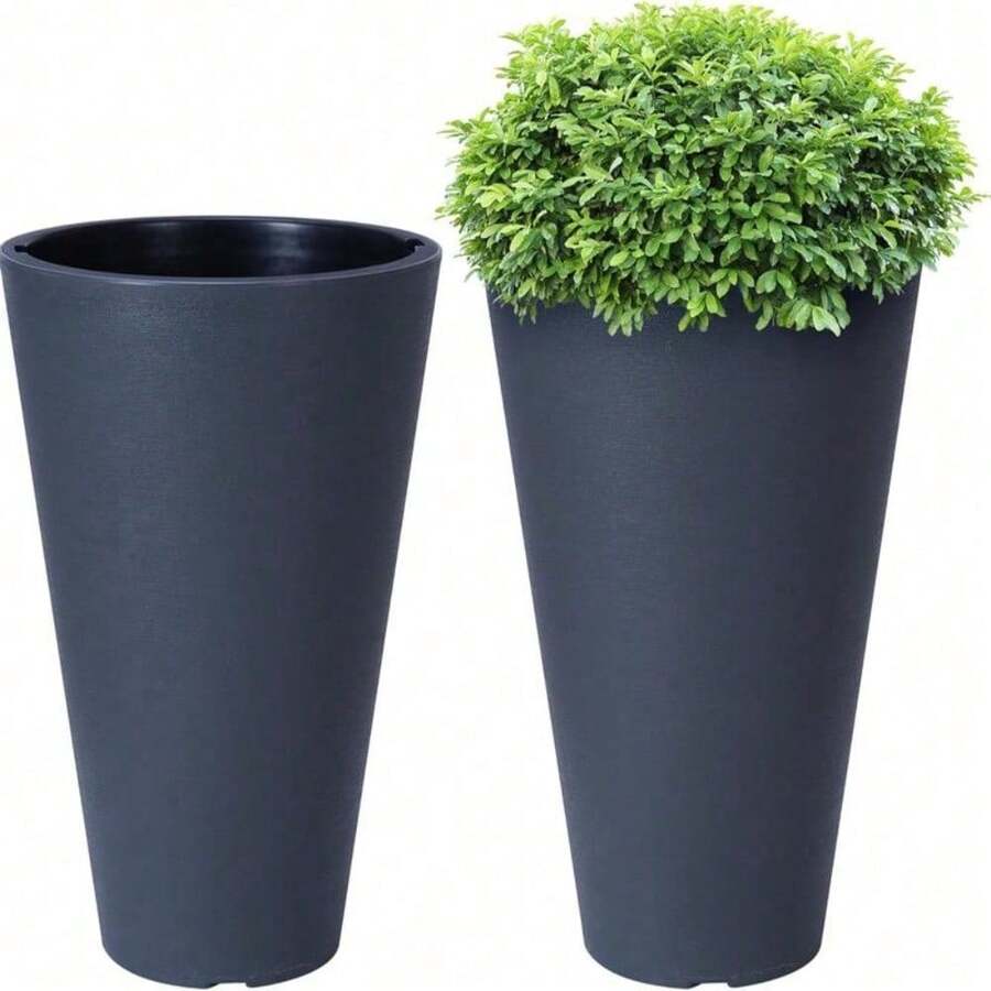 Rengue 22.6" Tall Outdoor Planters, Set Of 2 Large Outdoor Tall Planter ...