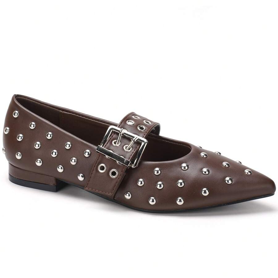 Bailarinas de punta con hebilla y decoración de remaches - Zapatos de ...