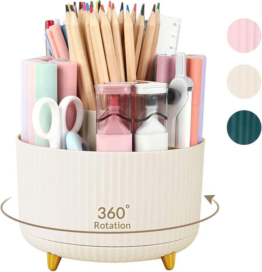 SKYDUE 360 Degree Rotating Desk Organizer, Dual-Purpose Pencil Pen ...