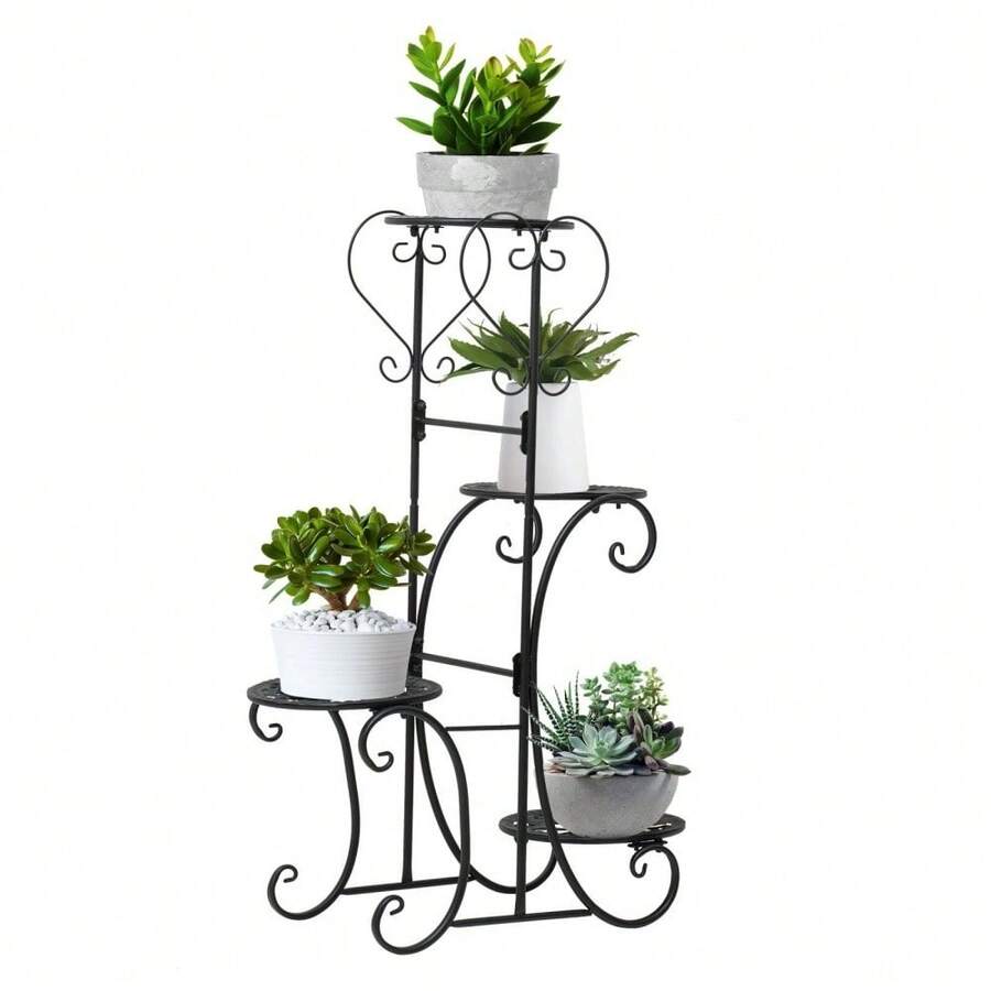 Mczan 4 Tier Metal Flower Pot Plant Stand Display Shelf Multilayer Rack ...