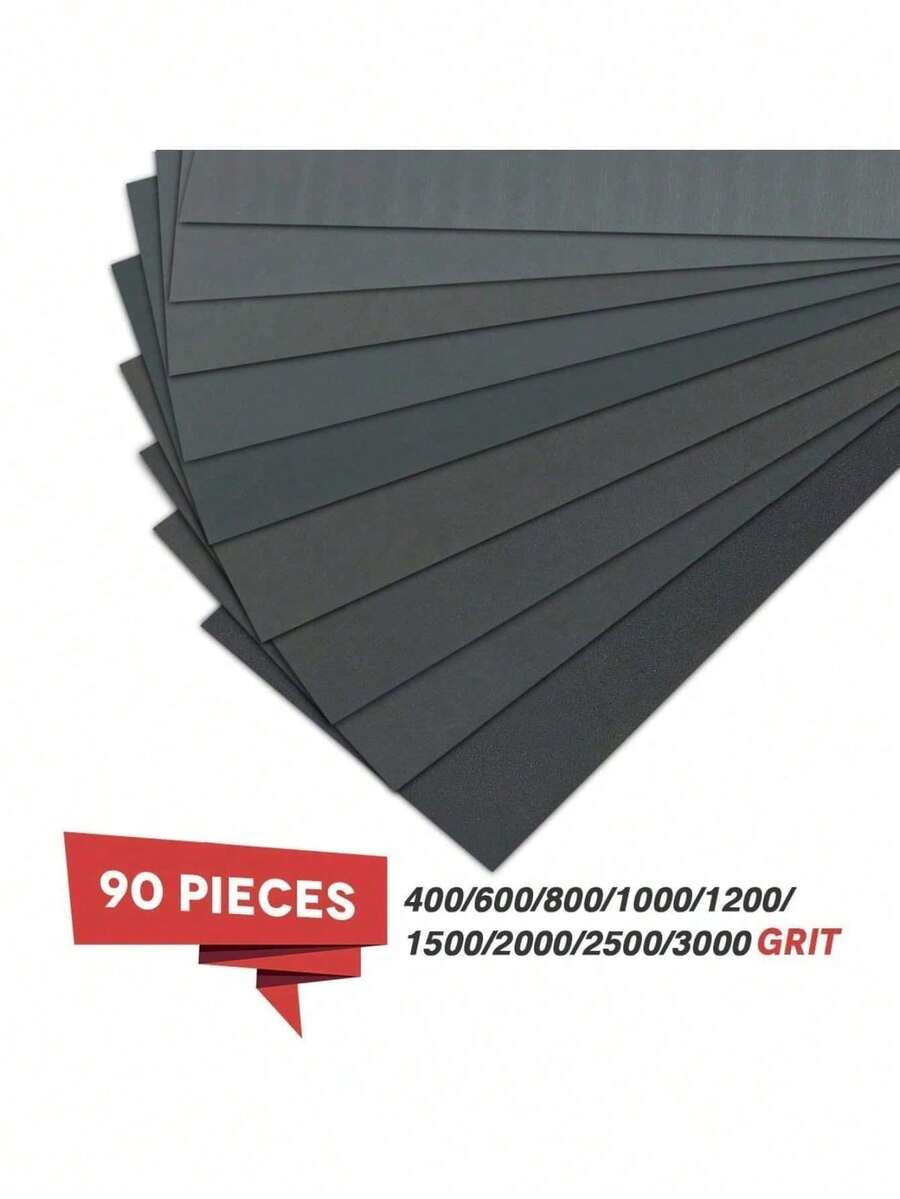 90 Pcs 400 To 3000 Grit Wet Dry Sandpaper Assortment 9x3.6 Inch For ...