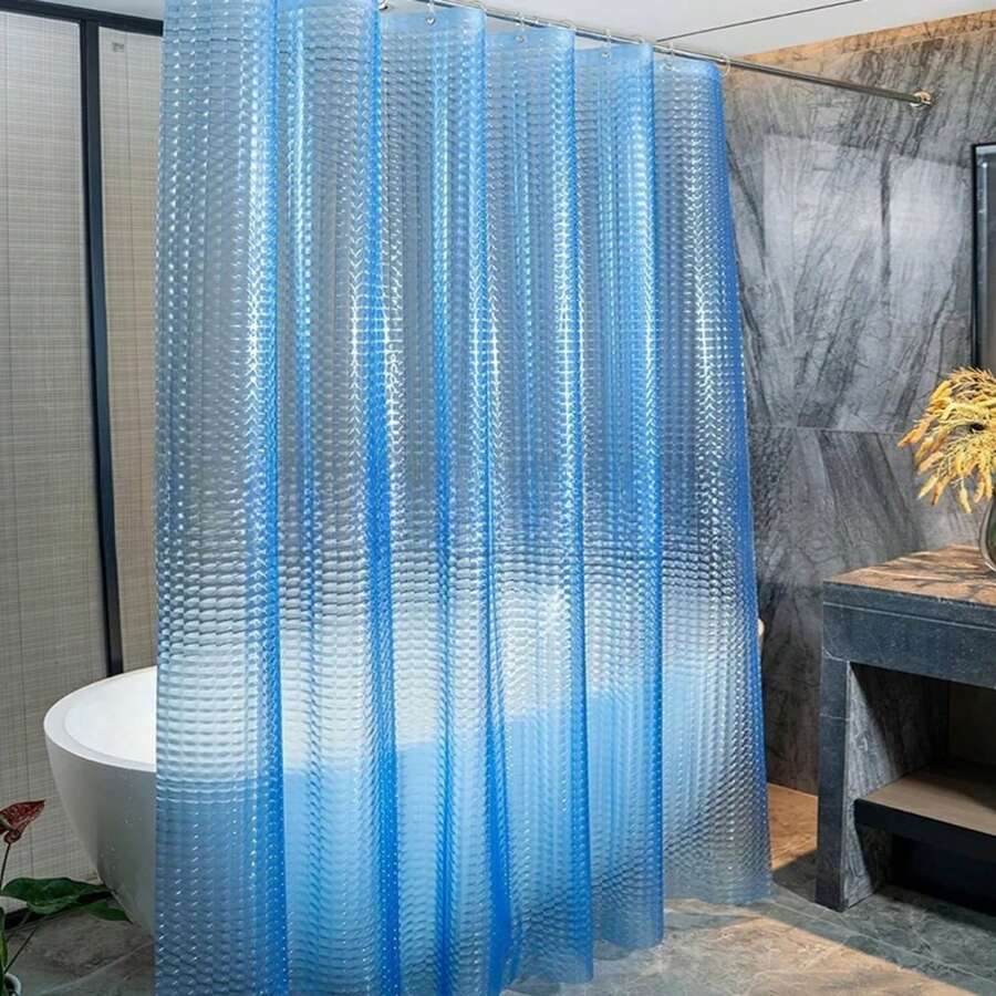 The 3D Blue, Clear And High-End Bathroom Partition Curtain Is Easy To ...
