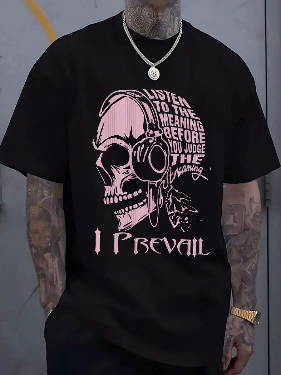 IP Skull Funny Men's Short Sleeve Graphic-Shirt | SHEIN USA