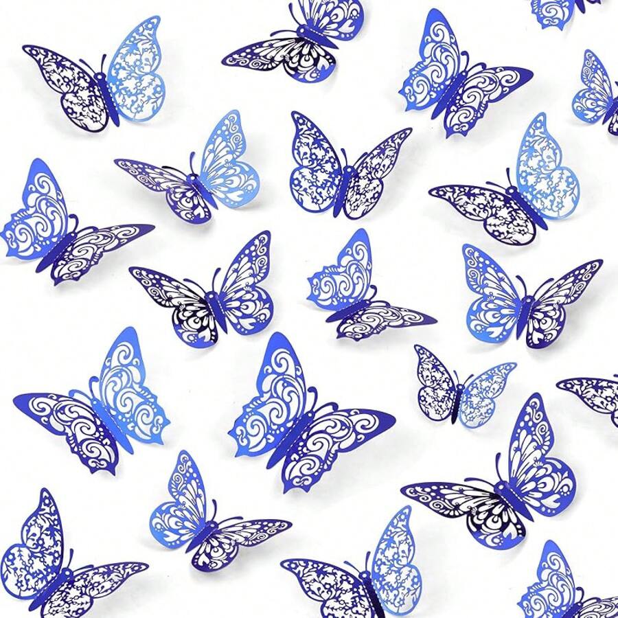 72 Pcs Butterfly Decorations, 3 Sizes 3 Styles, 3D Butterfly Wall Decor ...