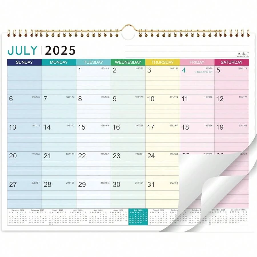 Calendario 2025-2026 - Calendario de pared 2025-2026, de Julio 2025 a Diciembre 2026, 18 meses ...
