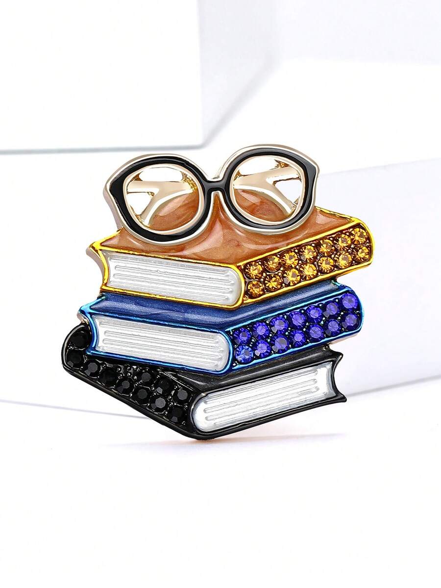 1pc Eyeglasses Book Brooch For Women,Stationery Brooches,For Bag ...