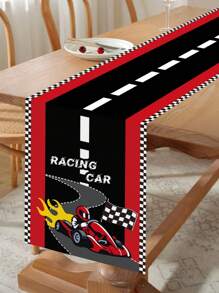 1Pc Racing Car Table Runner, Checkered Racetrack Rectangular Road ...
