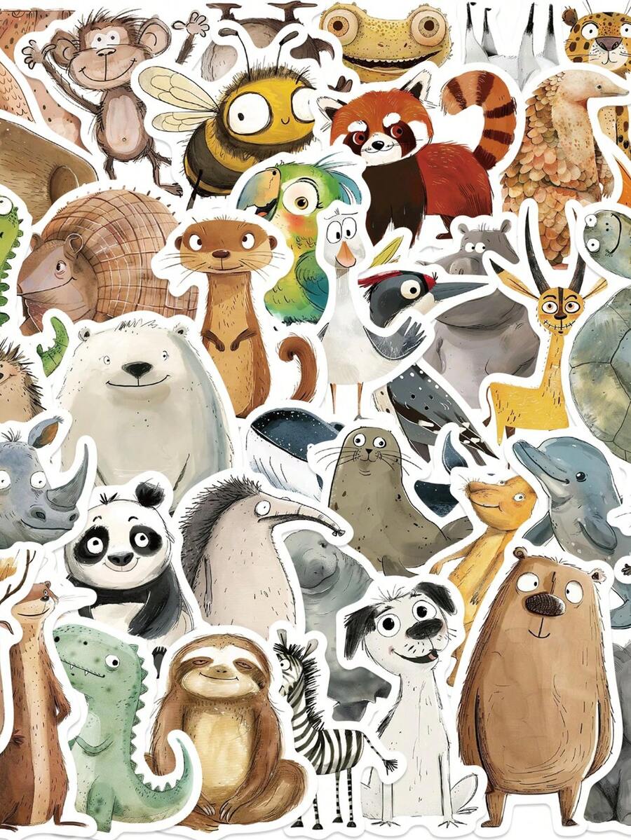 50pcs Cute Animal Stickers Animal Aesthetic Stickers Animal Party ...