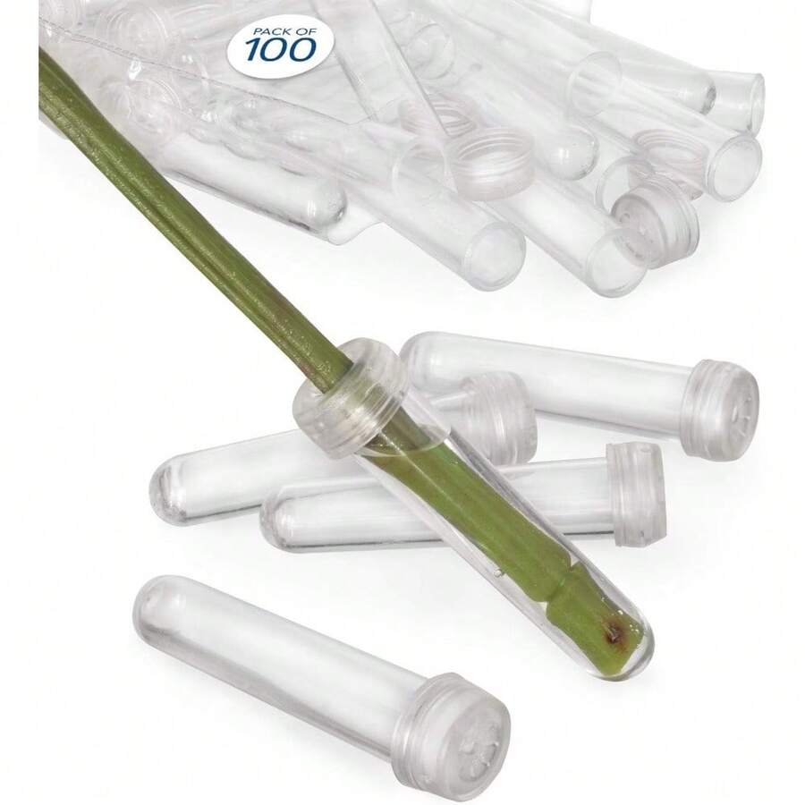Local Delivery-- Floral Water Tubes With Caps – 3" Clear Plastic Flower ...