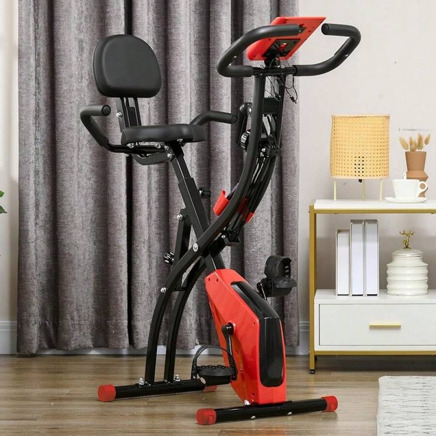 2-In-1 Folding Exercise Bike, Foldable Stationary Bike With 8-Level ...