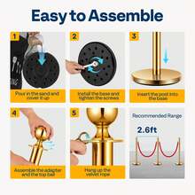 VIVOHOME VIVOHOME Stainless Steel Stanchion Post Queue 6PCS Pole W/ 4 ...