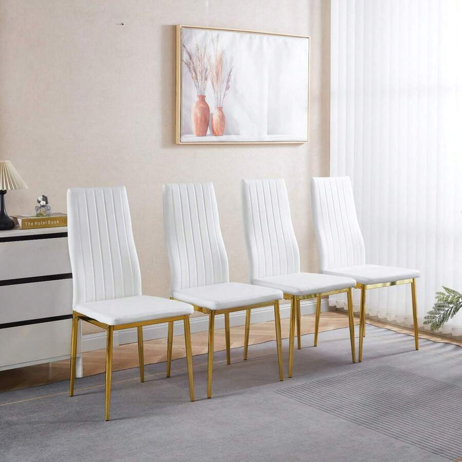Binlin Modern Dining Chairs Set Of 4, Faux Leather Upholstered Chairs ...