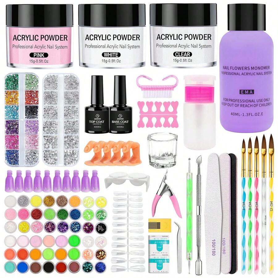 Acrylic Nail Kit For Beginners With Everything, 51 Colors Acrylic ...