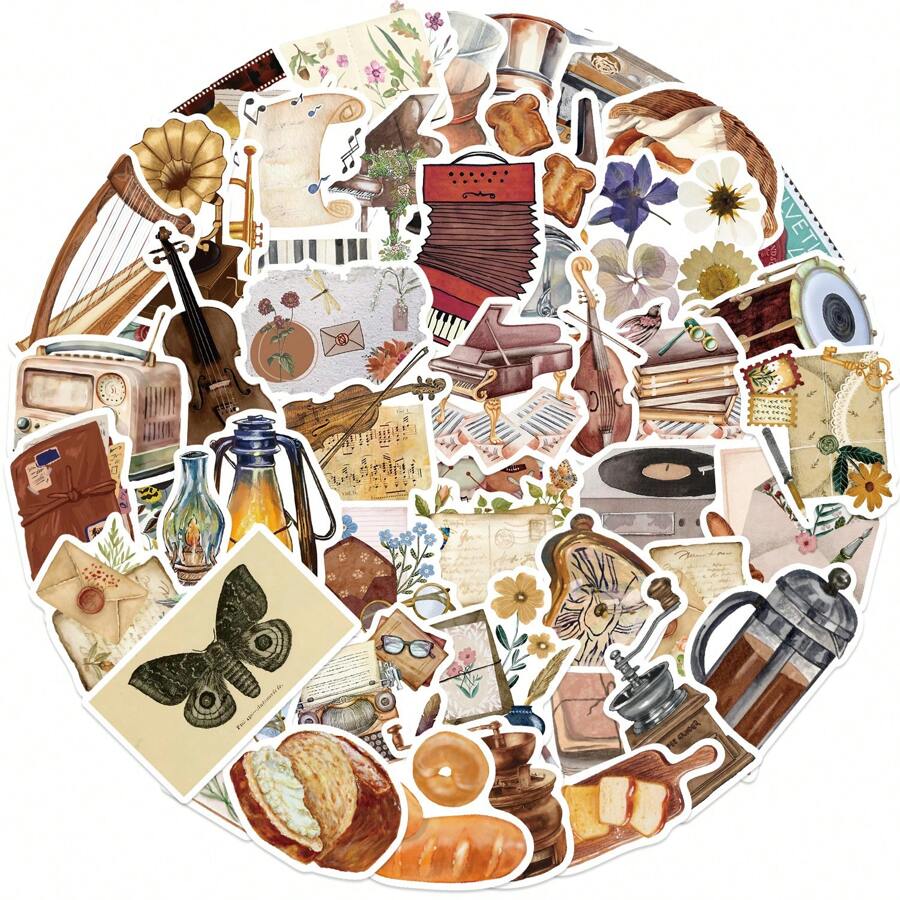 50Pcs Vintage Stickers Boho Stickers Art Stickers Dessert Stickers ...