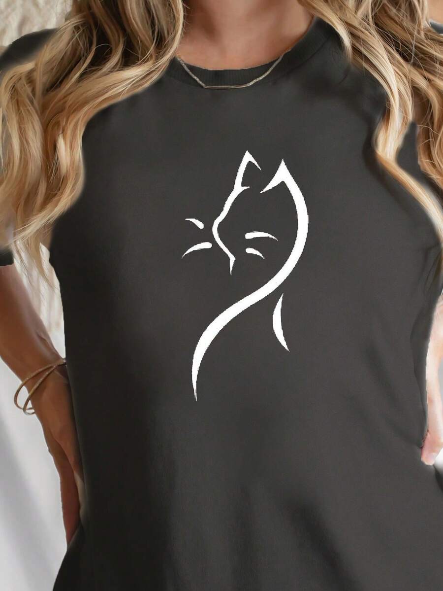 Cats Line Cat Pure Cotton Women's T-Shirts Are Comfortable And Suitable ...
