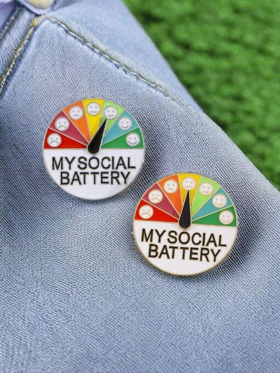 Social Battery Pin Emotional Management Energy Metal Badge Sliding ...