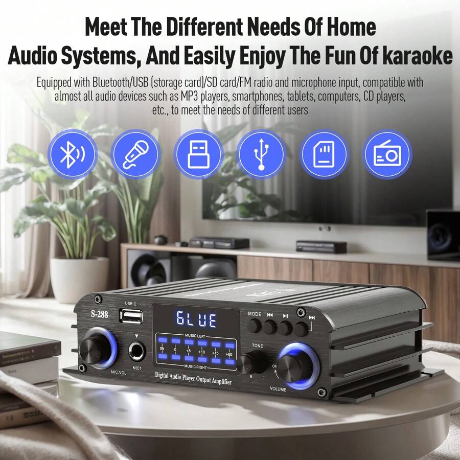 HiFi Amplifier Stereo Amplifier 5.0 Power Amplifier 2 Channel Amplifier 70W X 2 Audio Amplifier ...