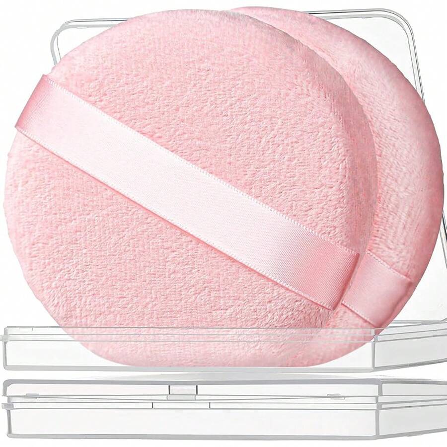 2-Piece Pink Powder Puffs, 4.13-Inch Soft Powder Puffs For Body ...