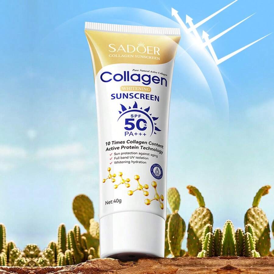 1PC Anti-Wrinkle Brightening Collagen Sunscreen, Moisturizer, Oil-Free ...