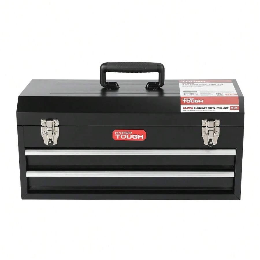 20-Inch 2-Drawer Tool Box, Tool Chest With Flip-Up Lid, Black, Steel ...