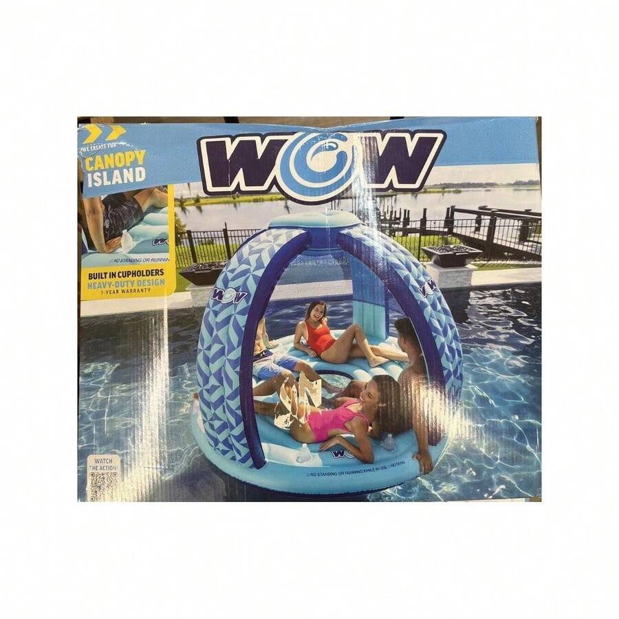 WOW Sports Pool Canopy Island Heavy Duty Inflatable Float, 100 Inch ...
