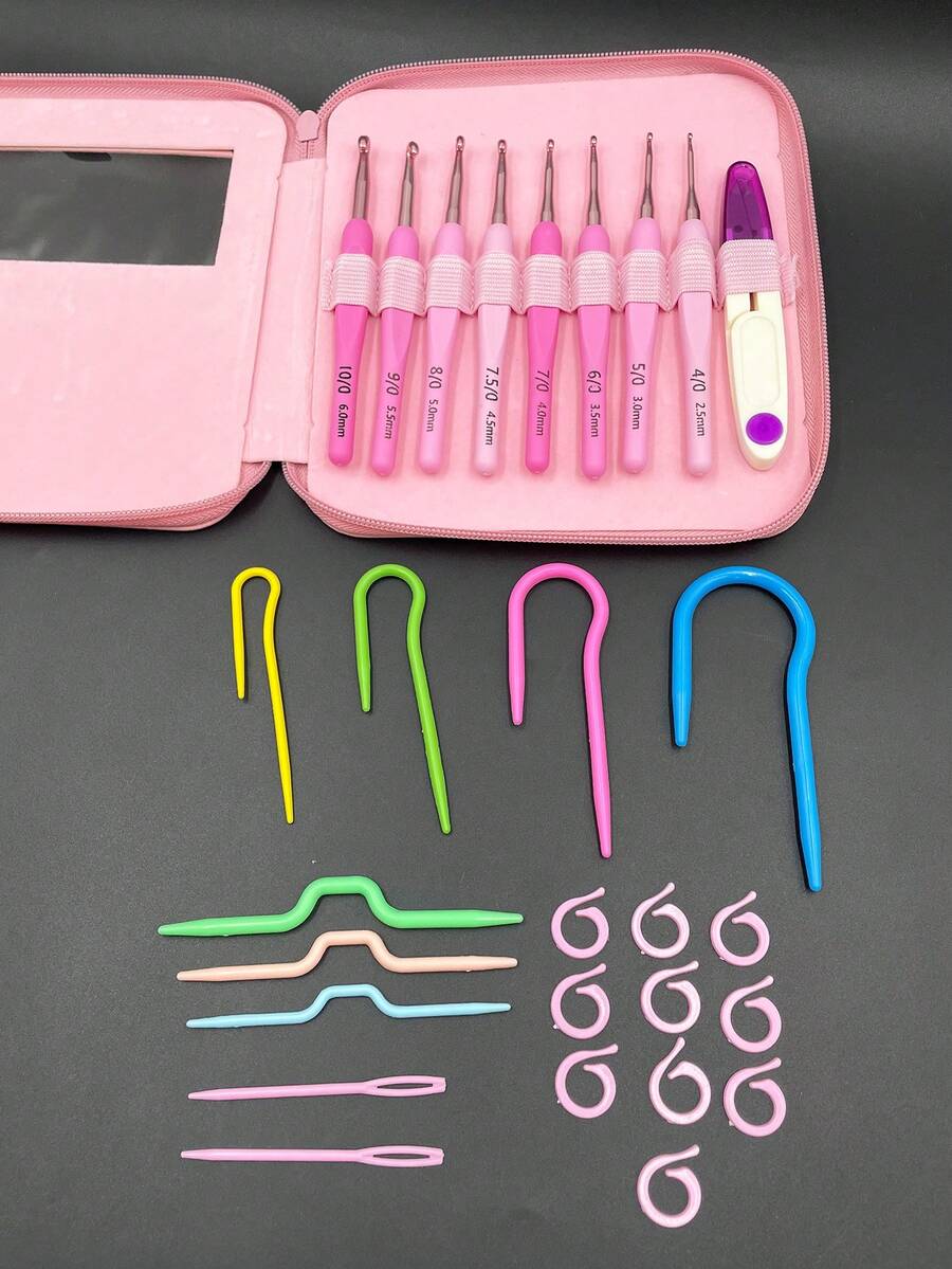 1 Set Crochet Hook Kit, 8 Sizes 2.5-6mm High Quality Pink Crochet Hooks ...