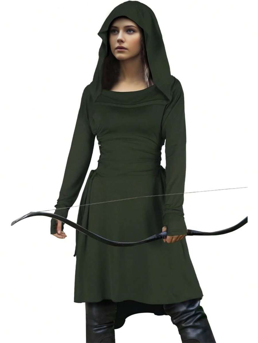 Renaissance Hood Dress For Women Medieval Ren Fair Halloween Hooded ...